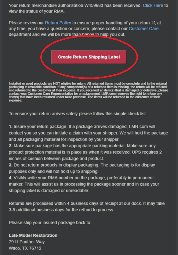 LMR RMA Return Process - LMR.com